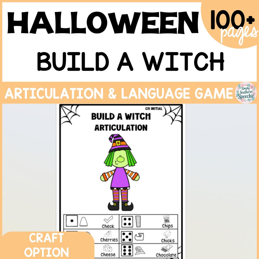 Build a Witch Speech Therapy Game & Craft Halloween Articulation and ...