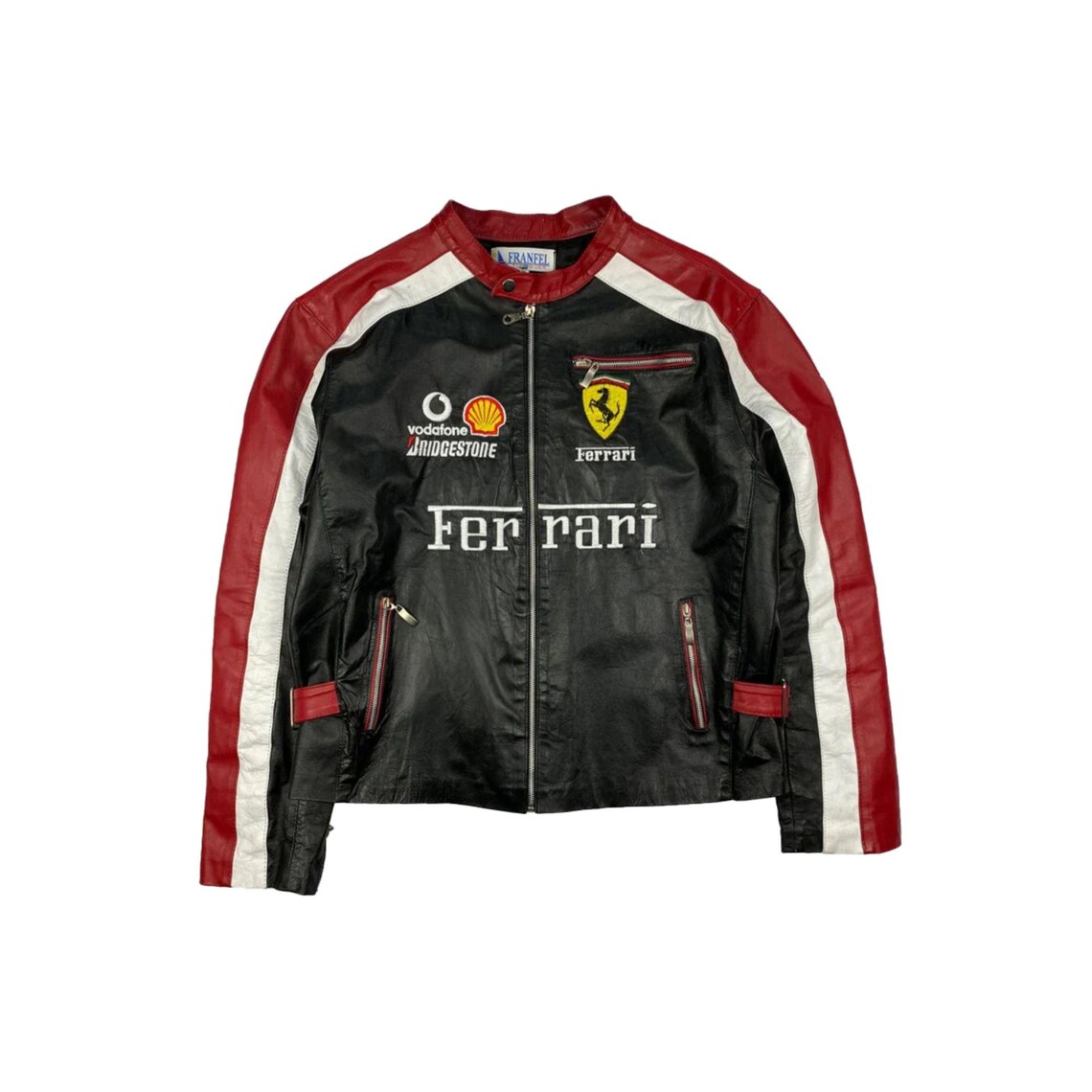 Ferrari Emblem Leather Jacket | Men’s Formula 1 Motorbike Racing Gear ...