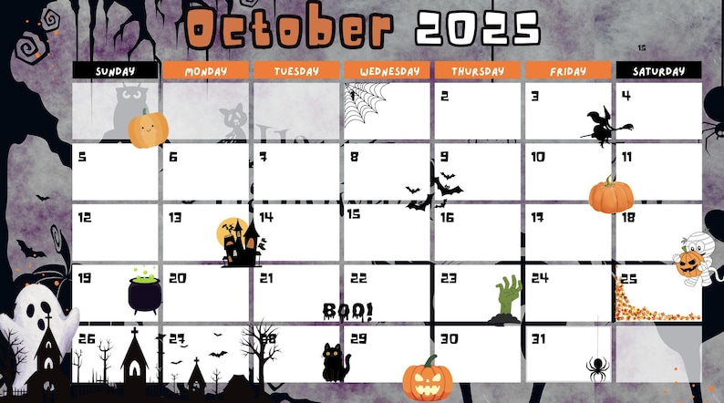Halloween October Calendar | Printable Classroom Decor (digital ...