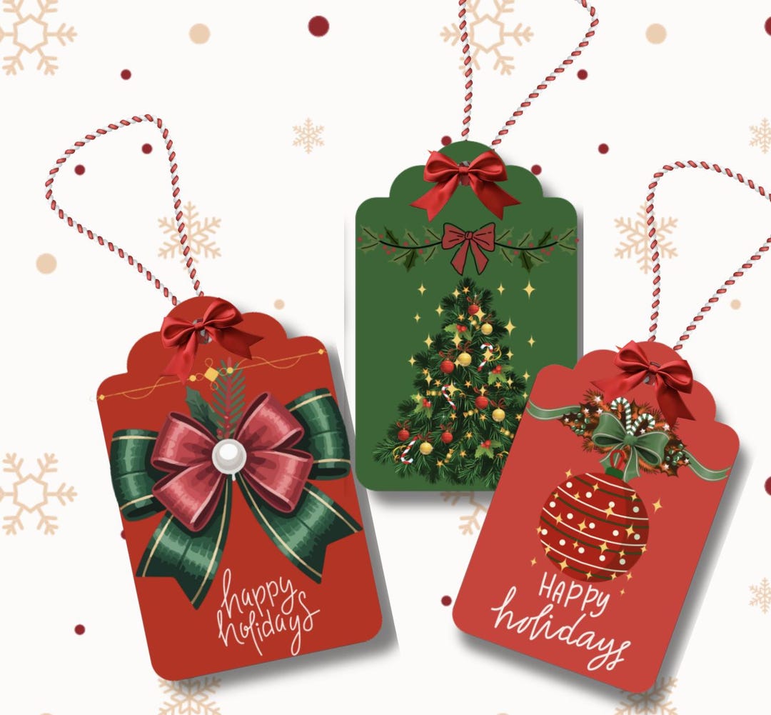 Christmas Gift Tags: Printable Red and Green Cards (digital Download ...