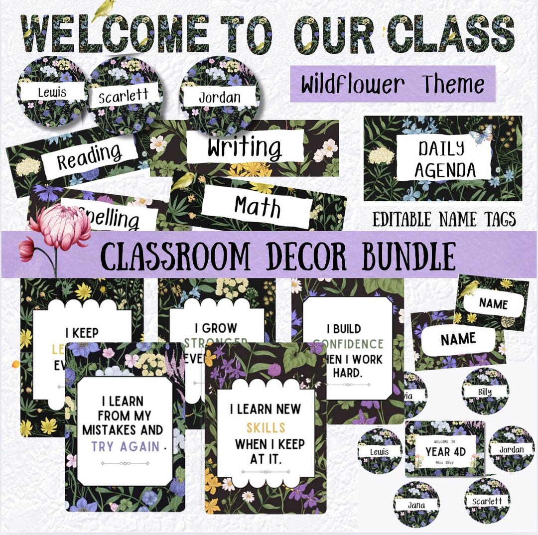 Wildflower Classroom Decor Bundle – Editable + Printable | 5 Products ...