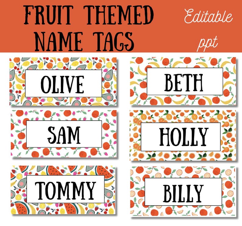 Editable Fruit Name Tags | Rectangular & Circle | Classroom Desk Labels ...