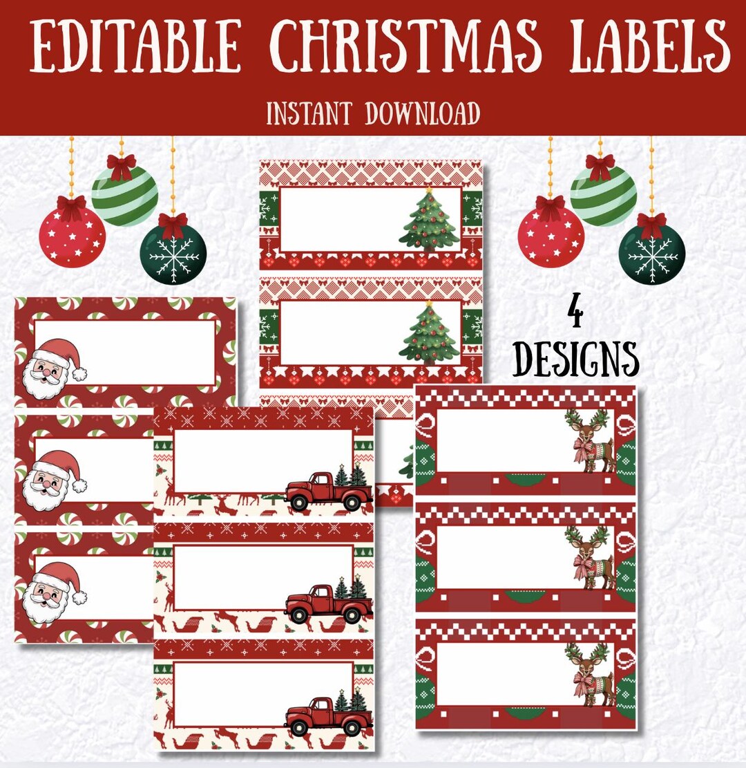 Editable Christmas Name Tags - Classroom Labels (PPT) - Etsy