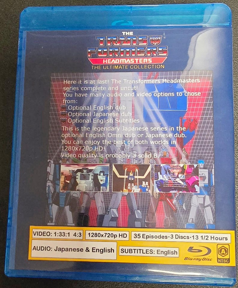 Transformers Headmasters Blu Ray English or Japanese Dub With English ...