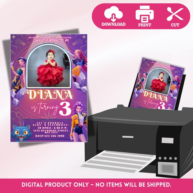 Personalized K-pop Demon Hunters Birthday Invitation | Huntrix Inspired ...