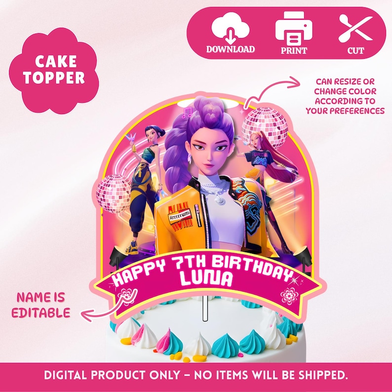 Personalized K-pop Demon Hunter Cake Topper | Huntrix Inspired ...