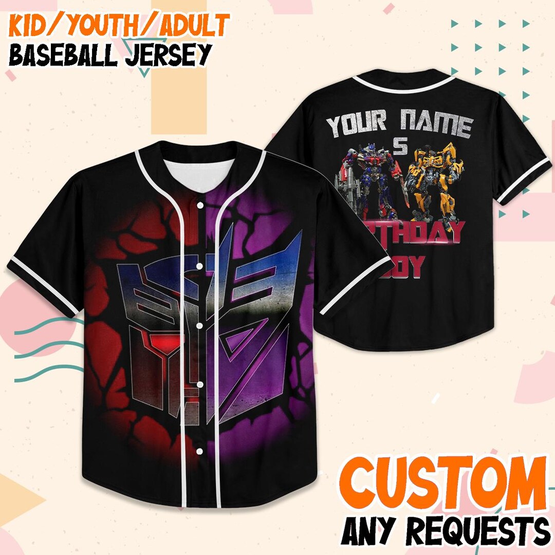 Custom Transformers Birthday Baseball Jersey, Personalized Name & Age ...