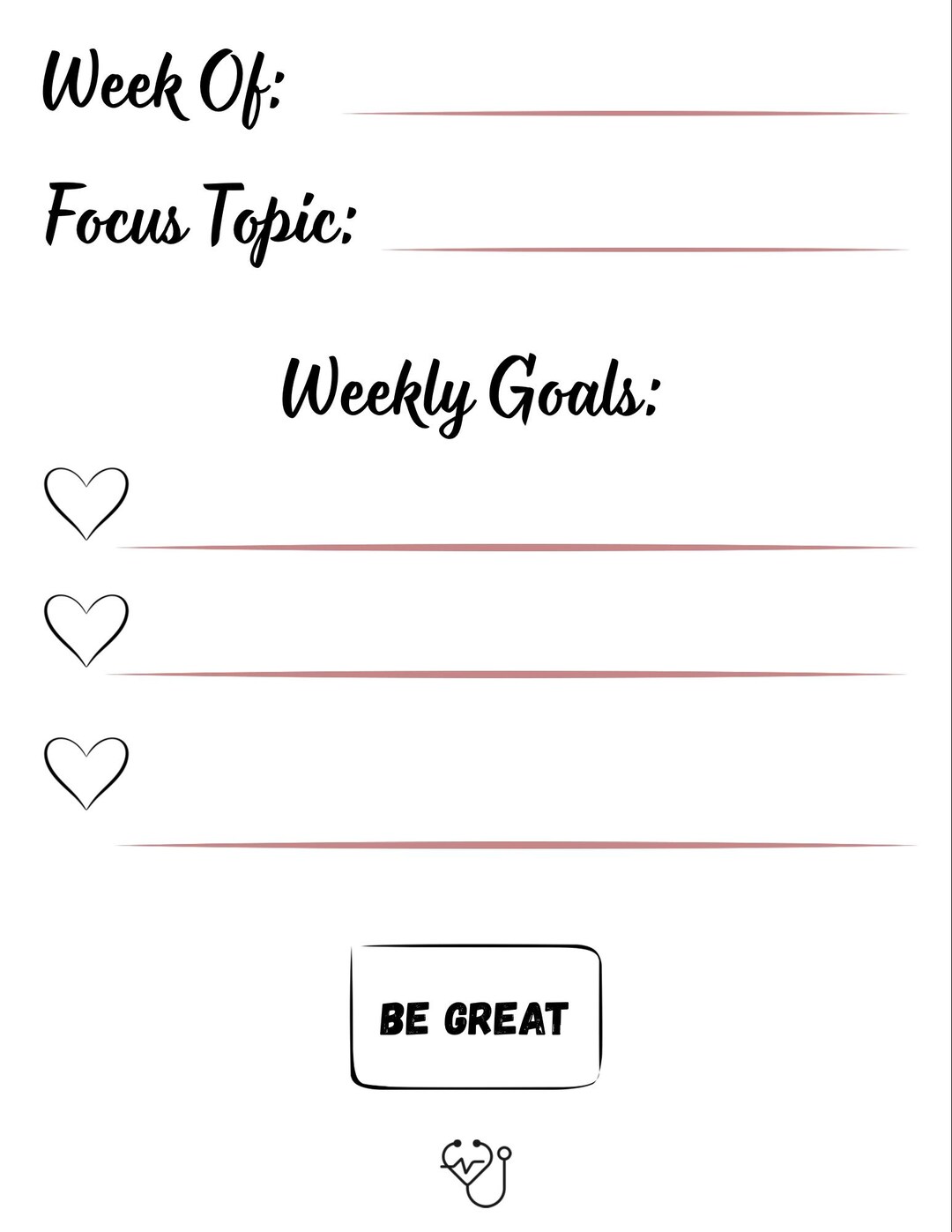 Student Weekly Goals Template (digital) - Etsy