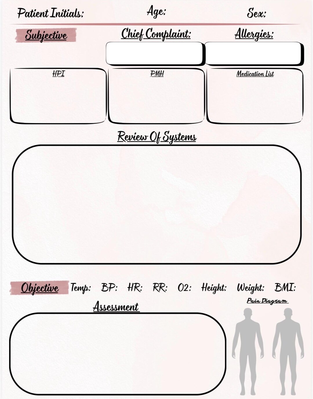 Simple SOAP Note Template (digital) - Etsy