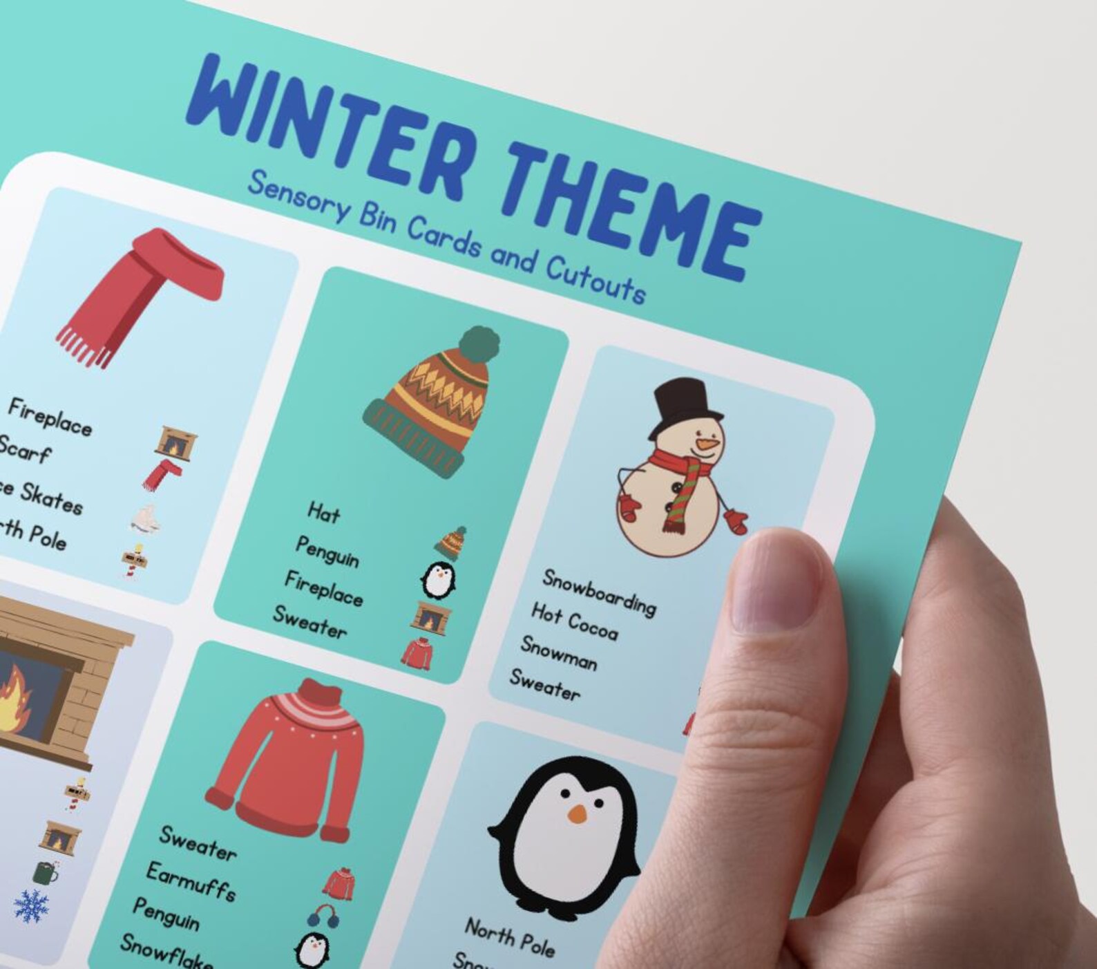 Winter Sensory Bin Cards With Cutouts | Sensory Play | Fine Motor ...