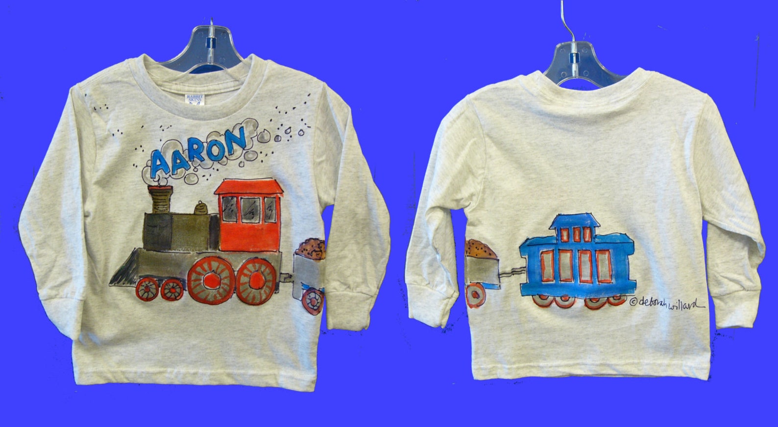 Wrap-around Train Hand Painted T-shirt for Boys - Etsy