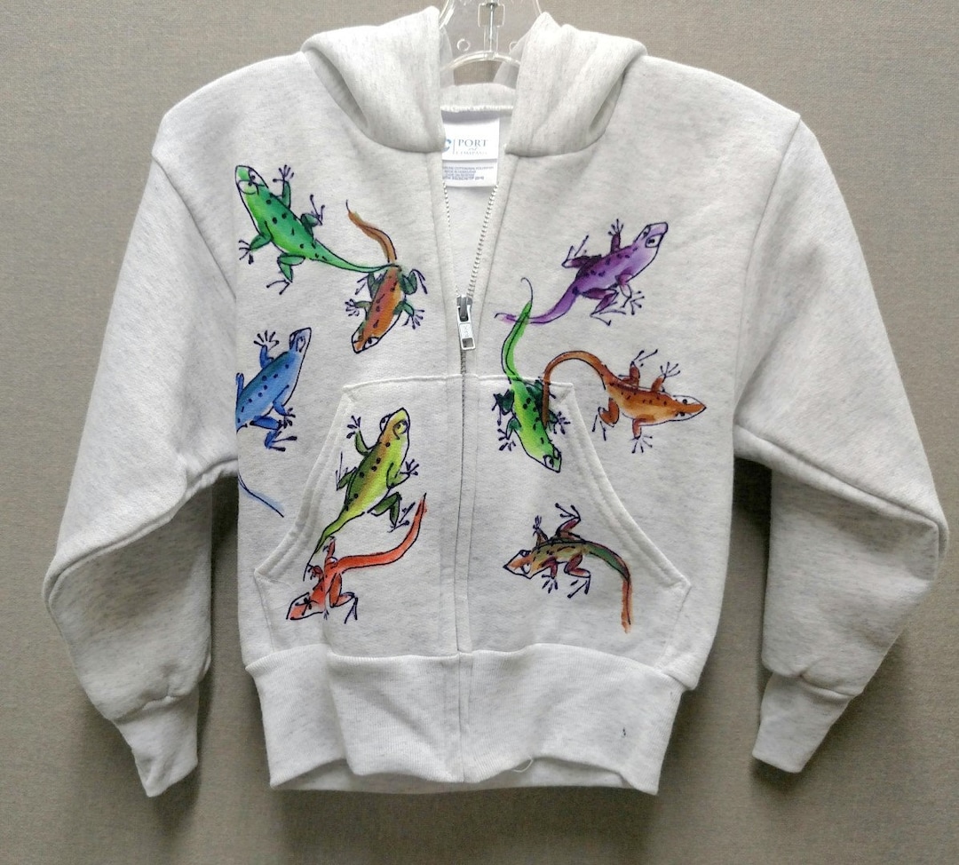 Leaping Lizards Zip-front Hoodie Hand Painted for Kids and Adults - Etsy
