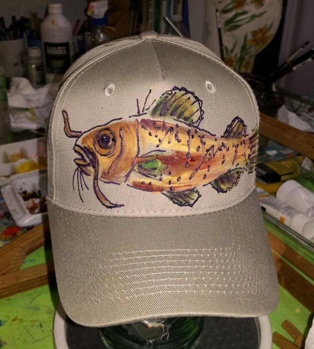 Catfish Baseball Cap Handpainted for Boys and Men - Etsy