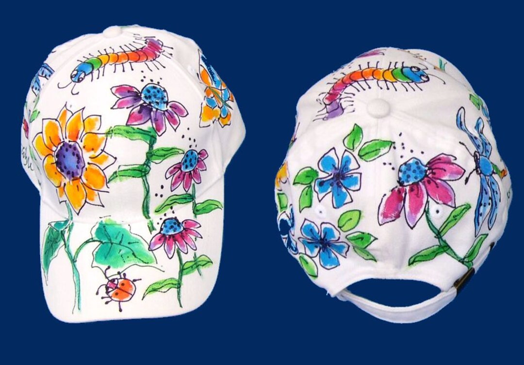 Flowers Baseball Cap Hand Painted - Etsy