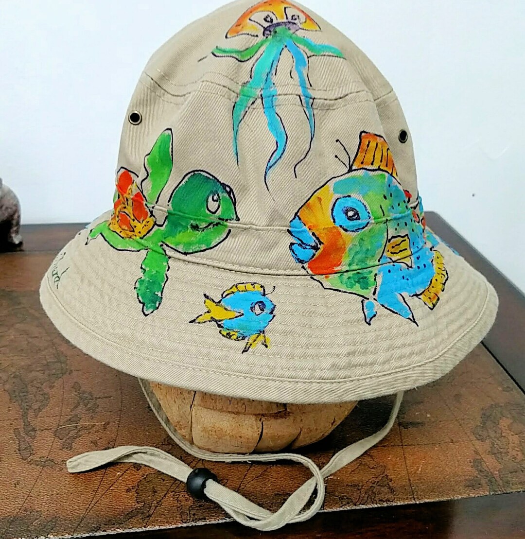 Reef Fish Aussie Bucket Hat W Chin Cord - Etsy