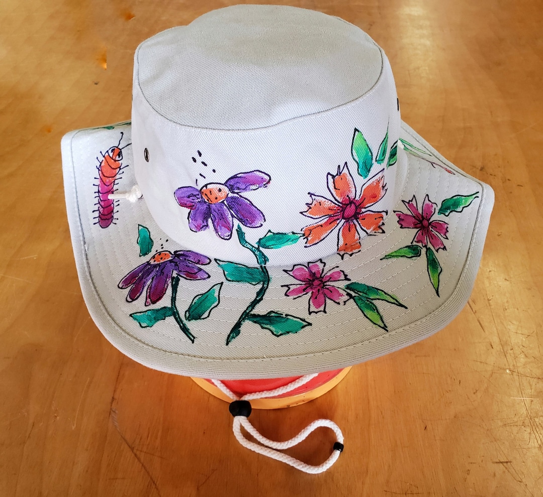Aussie Bucket Hat Handpainted With Wildflowers - Etsy
