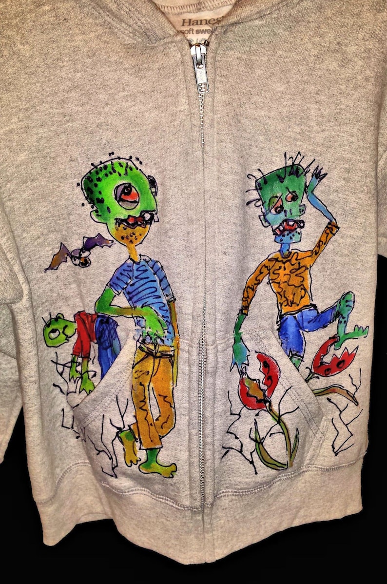 Zombie Hoodie-hand Painted for Kids and Adults - Etsy