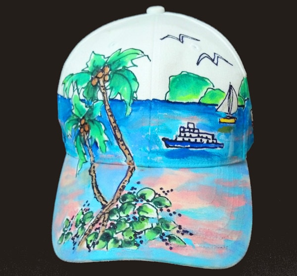 Tropical Beach Baseball Cap Handpainted | Etsy