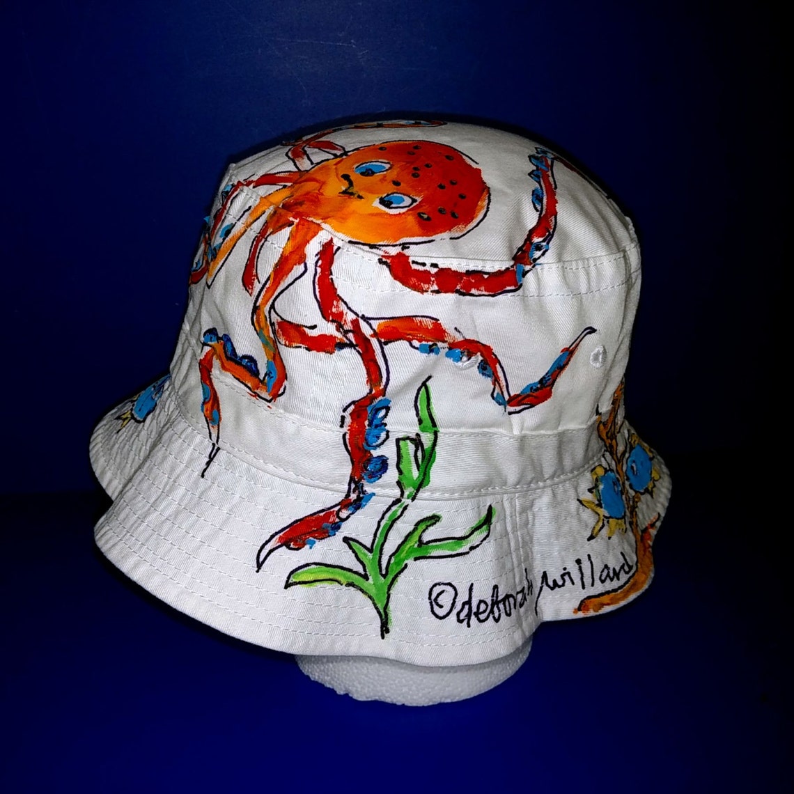 Octopus Bucket Hat Handpainted for Adults and Kids - Etsy
