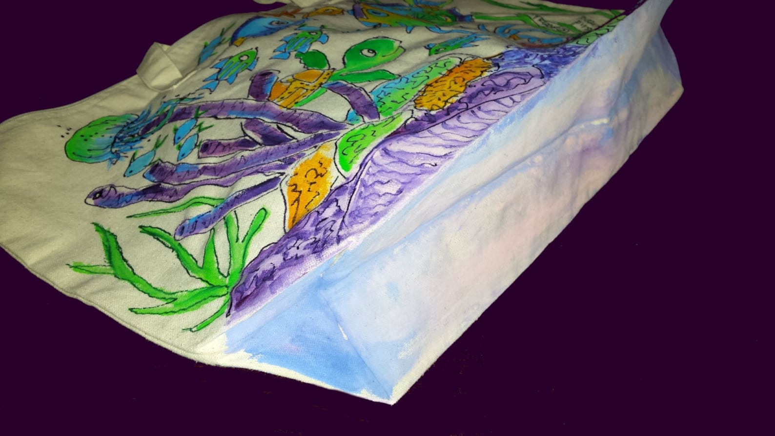 Reef Fish Hand Painted Zipper Tote Bag - Etsy