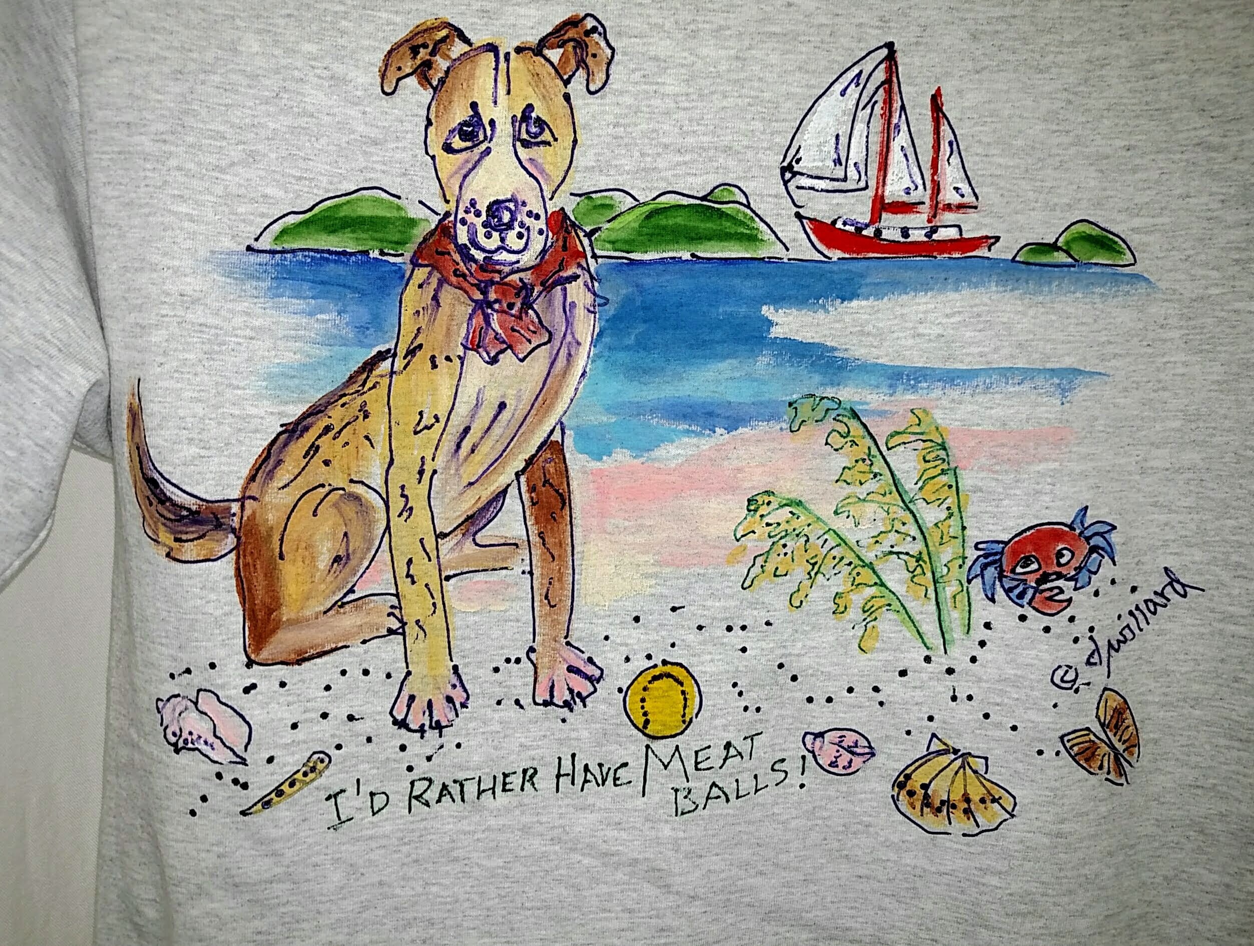 Dog at the Beach Handpainted T-shirt for Adults and Kids - Etsy