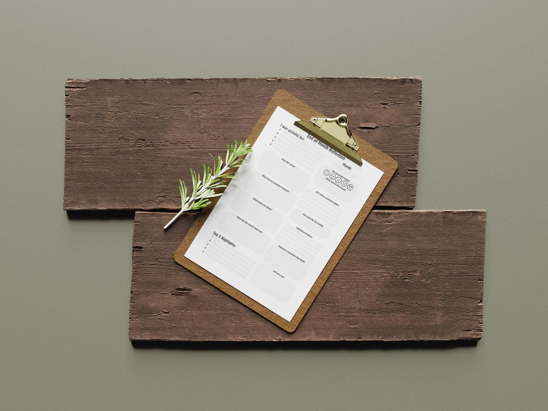 End of Month Reflection Worksheet, Monthly Printable Journal, Gratitude ...