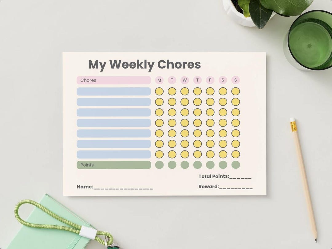 Kids Weekly Chores Chart Printable | A4 & US Letter - Etsy Australia