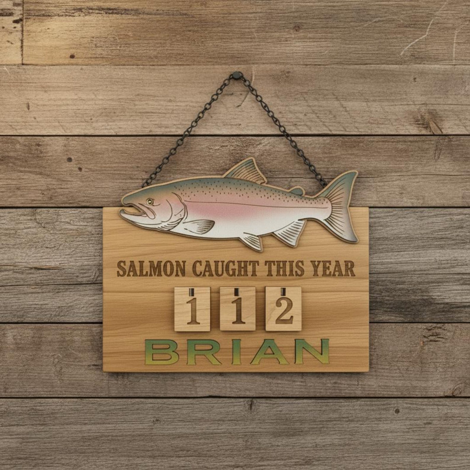 Custom Fish Catch This Year Tracker Sign, Custom Name Fishing Tally ...