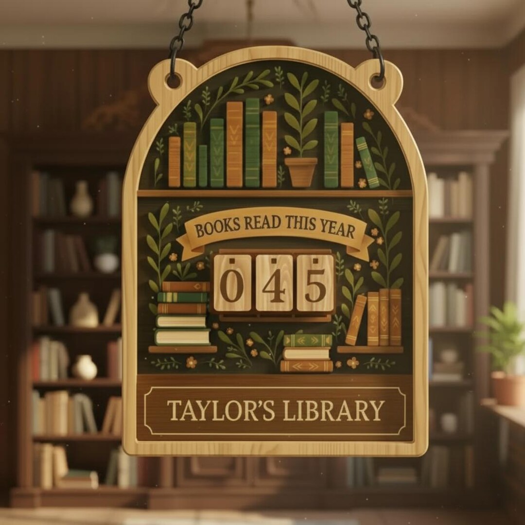 Personalized Wooden Book Tracker Sign, Books Read This Year Counter ...
