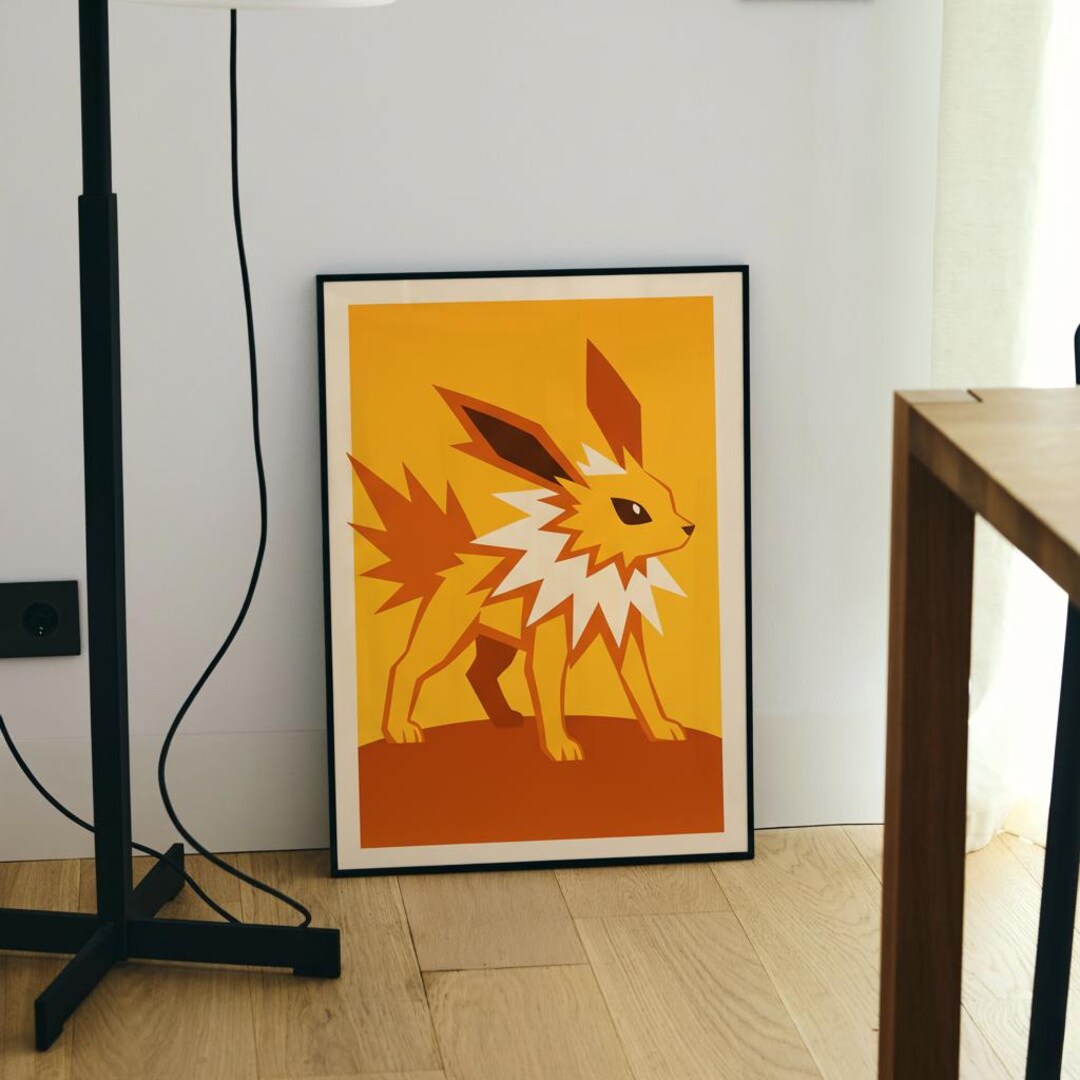 Jolteon Poster – Minimalist Pokémon Wall Art, Eeveelution Digital ...