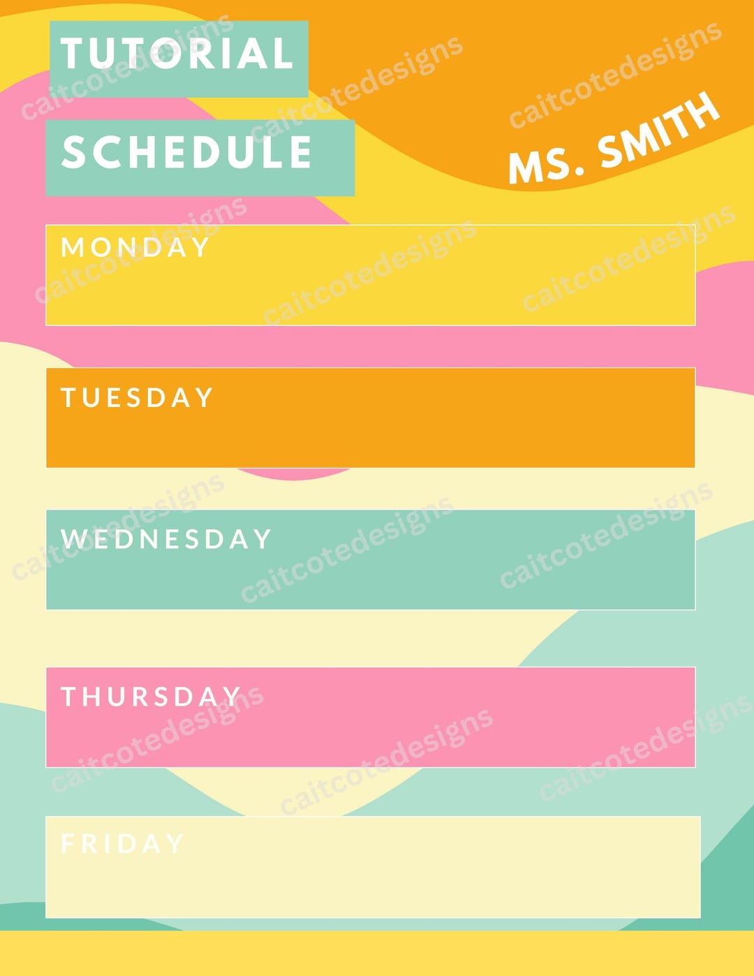 Weekly Schedule- Tutorial Schedule - Etsy Canada