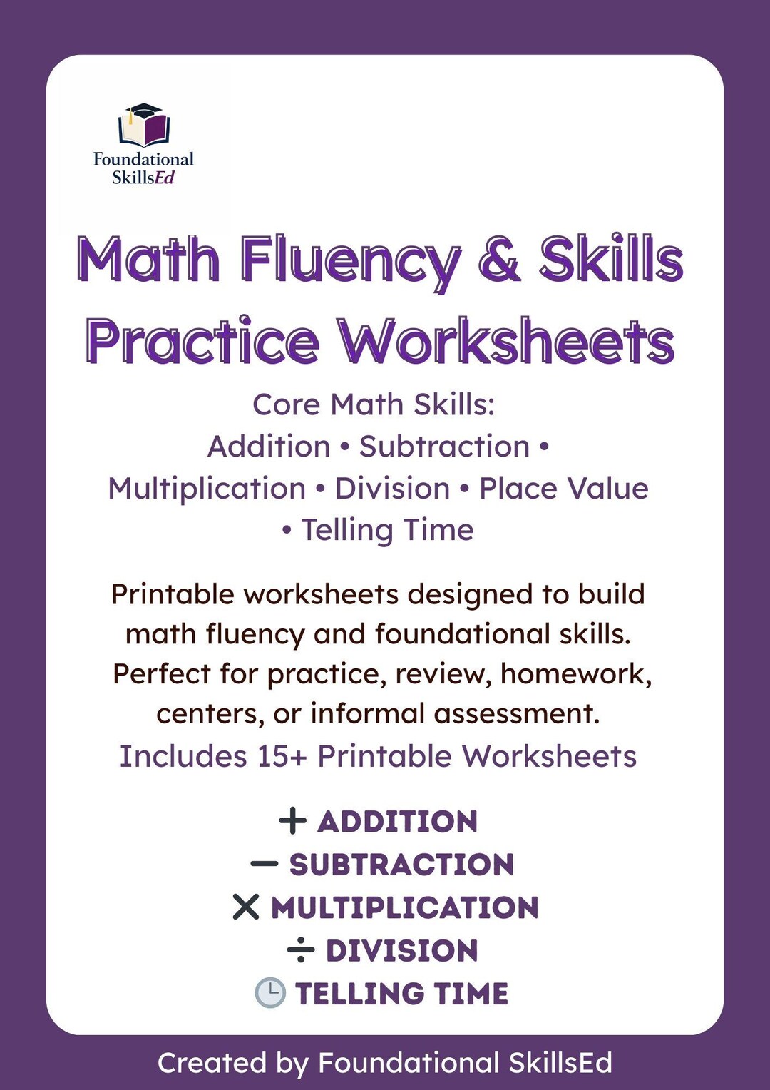 Math Fluency Practice Worksheets | Addition, Subtraction ...