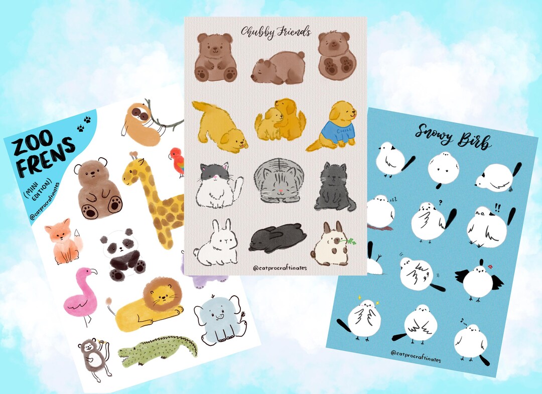 Waterproof Animal Sticker Sheets: Zoo & Bird Designs - Etsy
