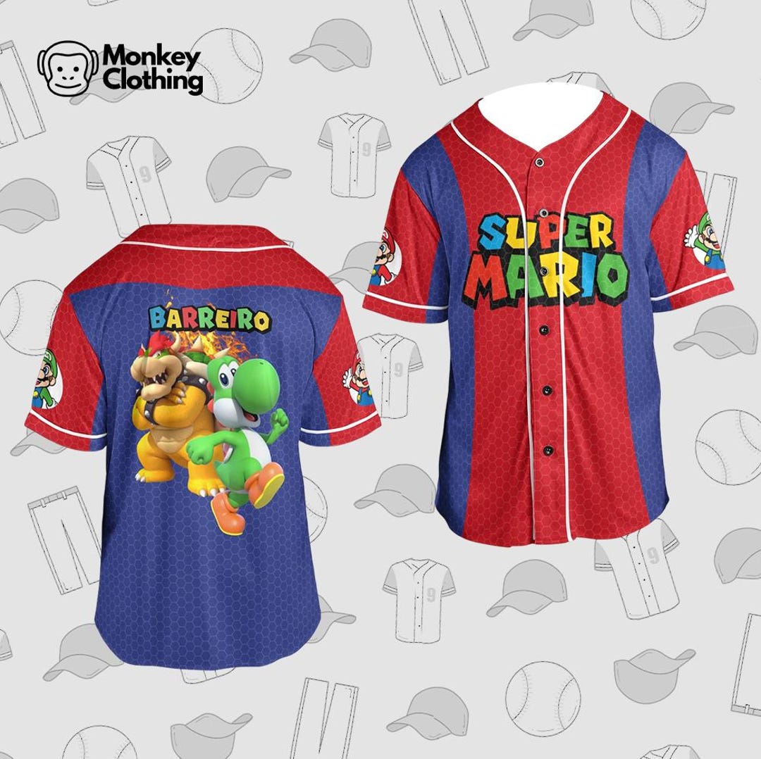 Personalized Super Mario Bros Baseball Jersey, Custom Name Mario Jersey ...