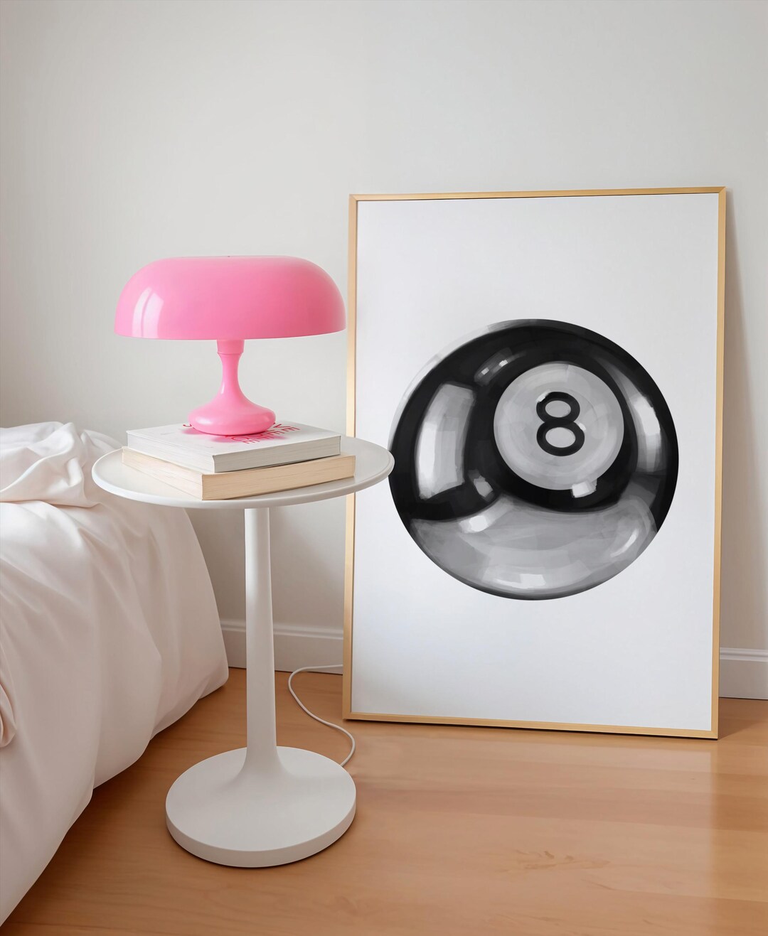Magic 8 Ball Art Print: Black & White Pool Ball, Trendy Wall Decor ...