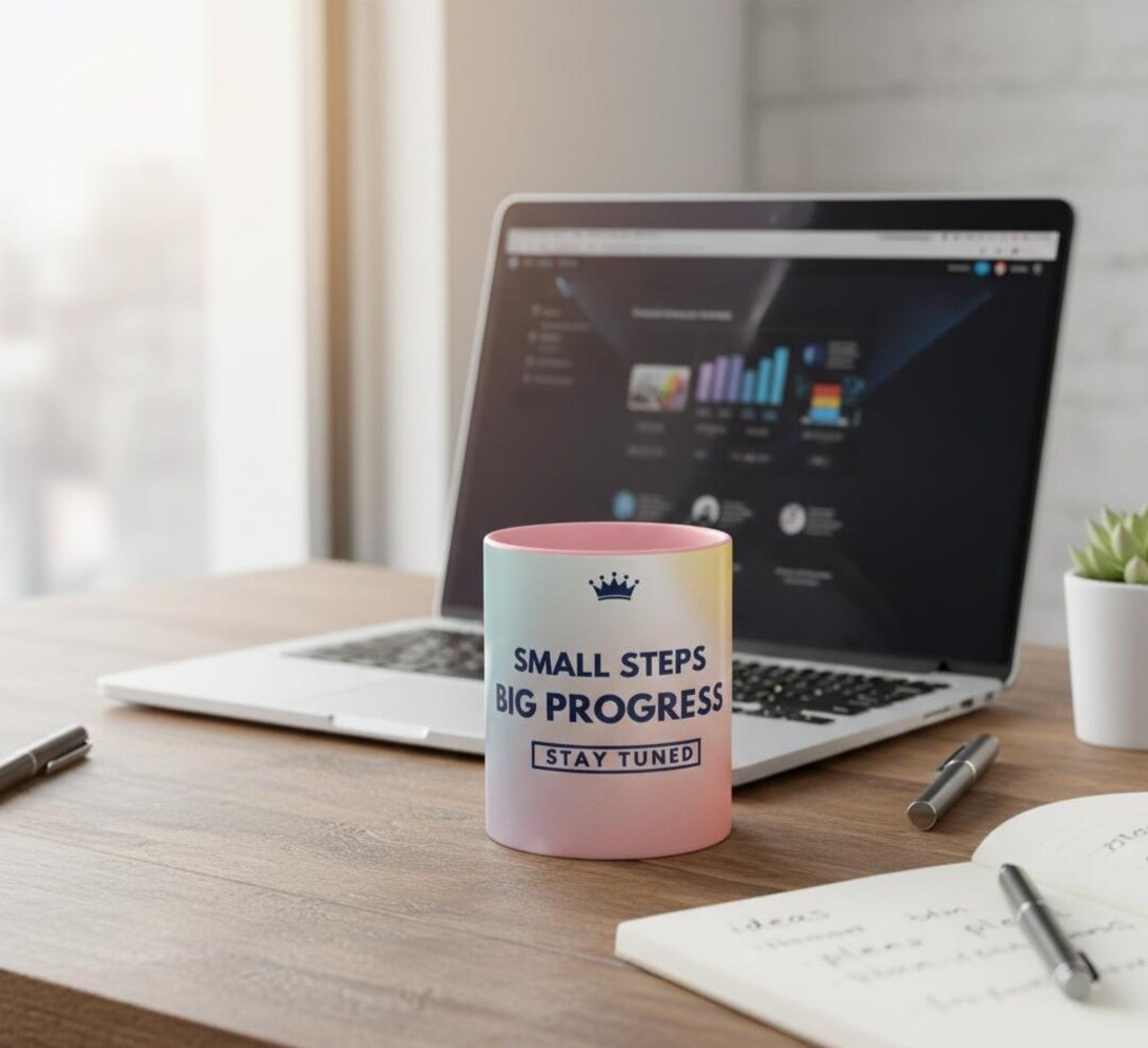 A-series | Small Steps Big Progress Mug | Motivational Accent Mug, Pink ...