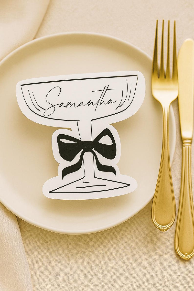 Champagne Glass Name Place Cards – Canva Template - Etsy