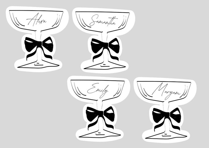 Champagne Glass Name Place Cards – Canva Template - Etsy