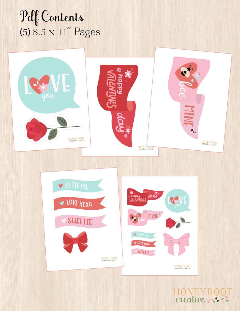 Valentines Day Pennant Banner Flags: Printable DIY Party Decor (pdf ...