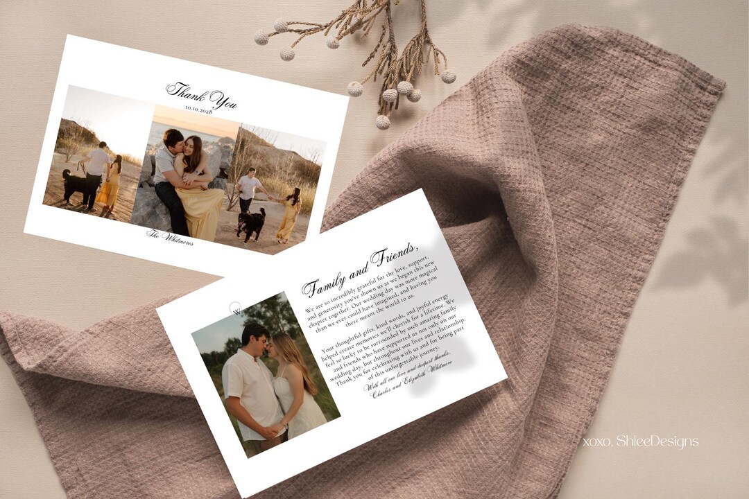 Classic Traditional Wedding Thank You Card, Classic, Editable Canva ...