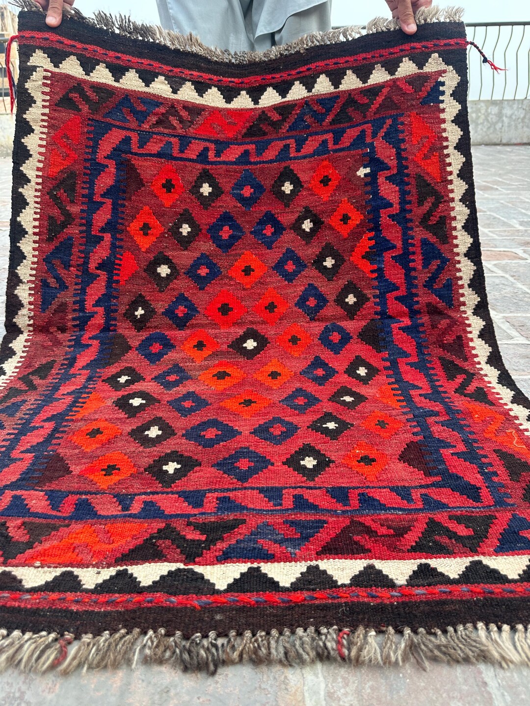 6x9 Ft, Faded Vintage Oriental Kilim, Handmade Afghan Ghalmori Kilim ...