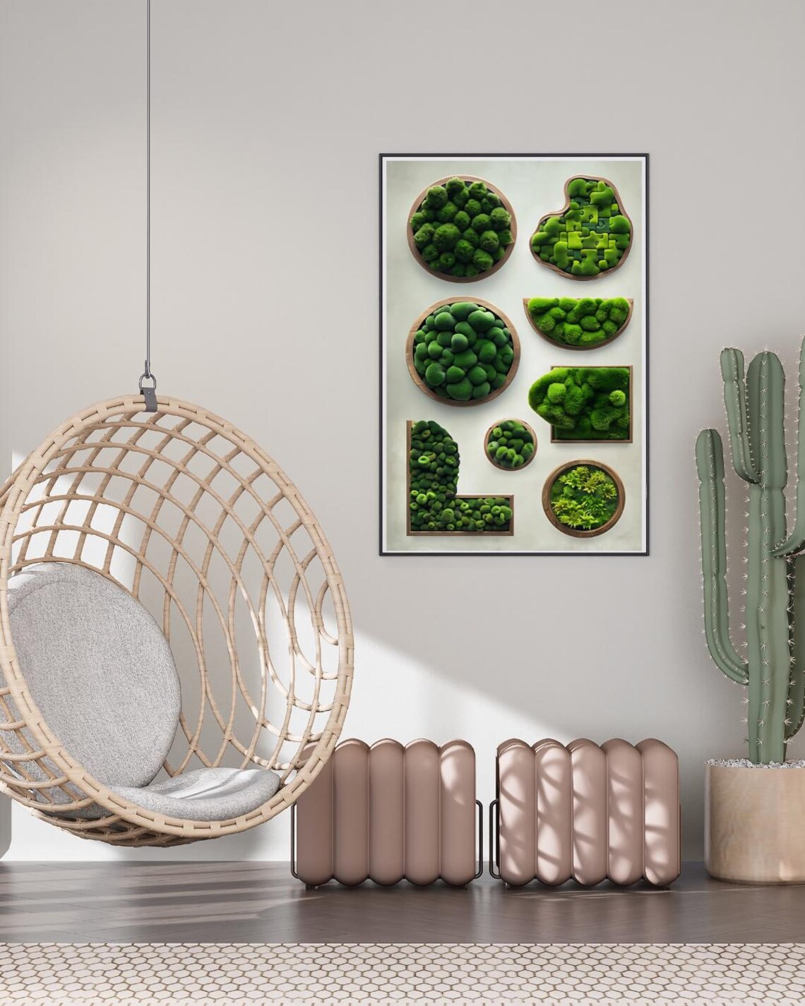 Modern Moss Wall Art | Minimalist Green Wall Hanging | Eco-friendly ...