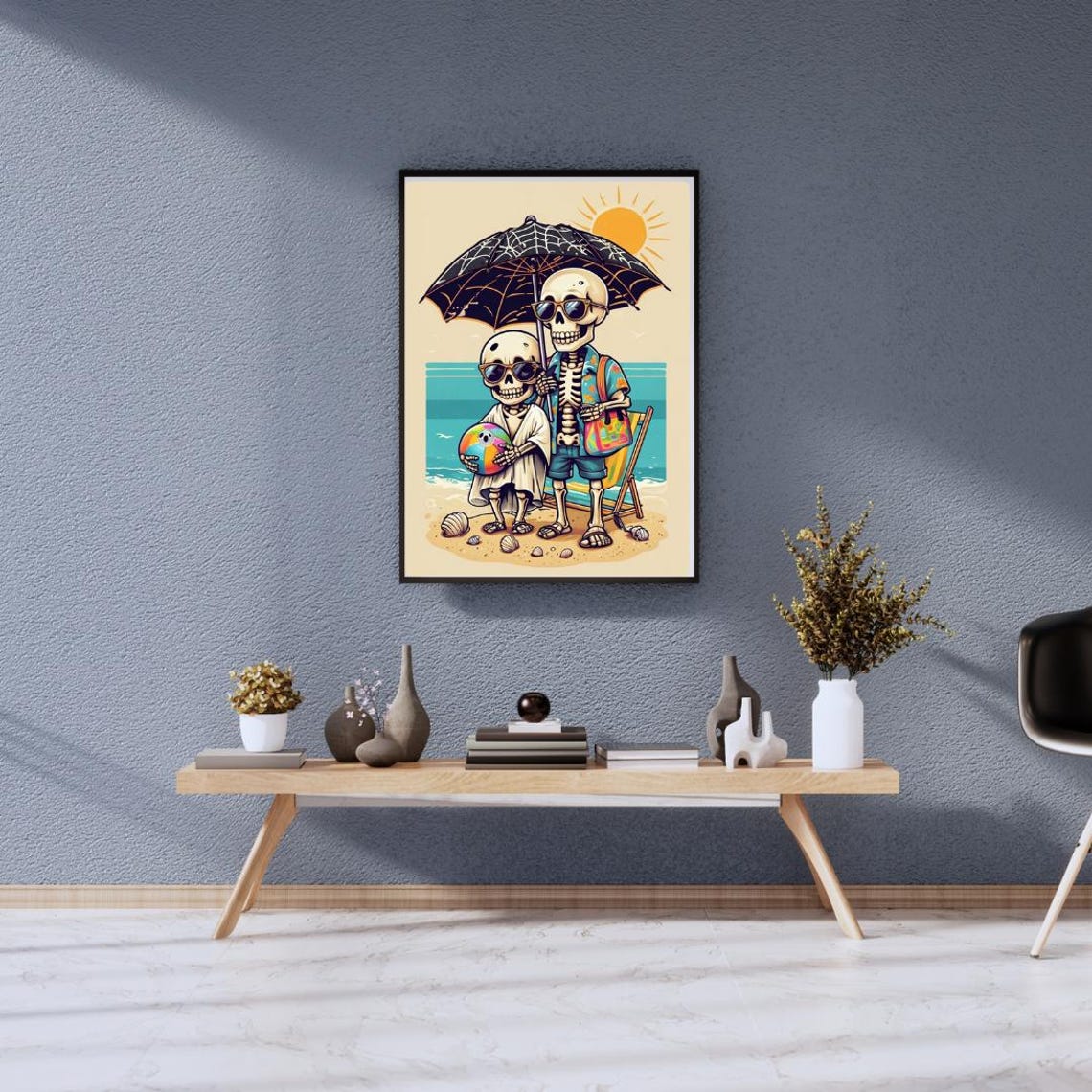 Halloween Summer Vibe Cartoon Skeleton Poster - Etsy