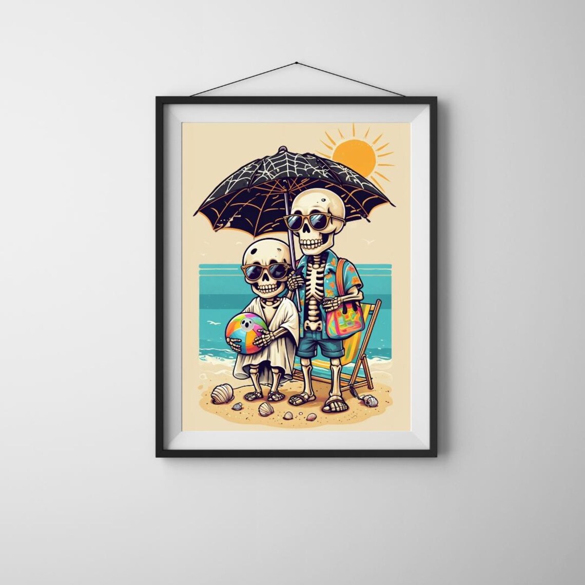 Halloween Summer Vibe Cartoon Skeleton Poster - Etsy