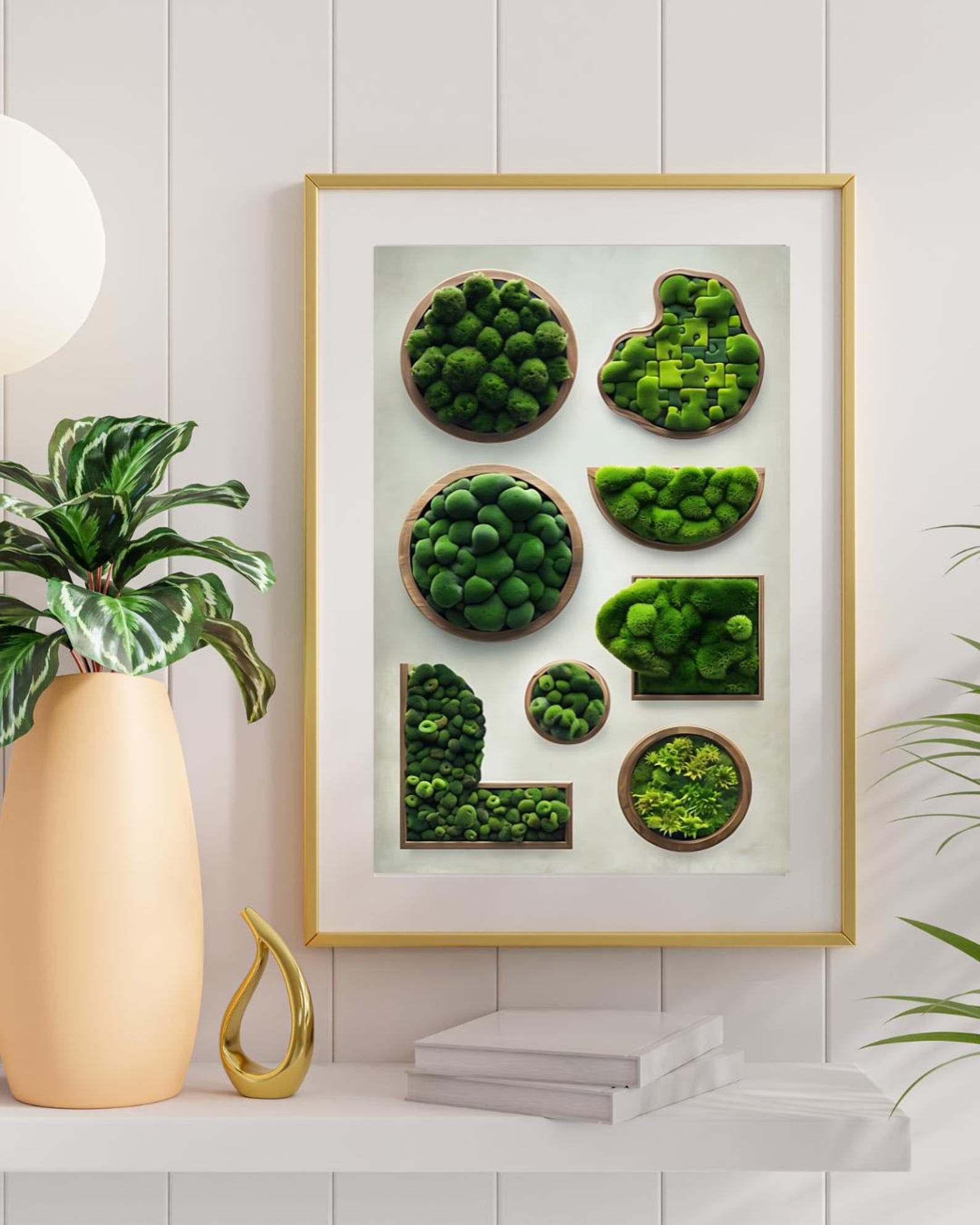 Modern Moss Wall Art | Minimalist Green Wall Hanging | Eco-friendly ...