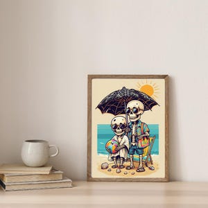 Halloween Summer Vibe Cartoon Skeleton Poster - Etsy