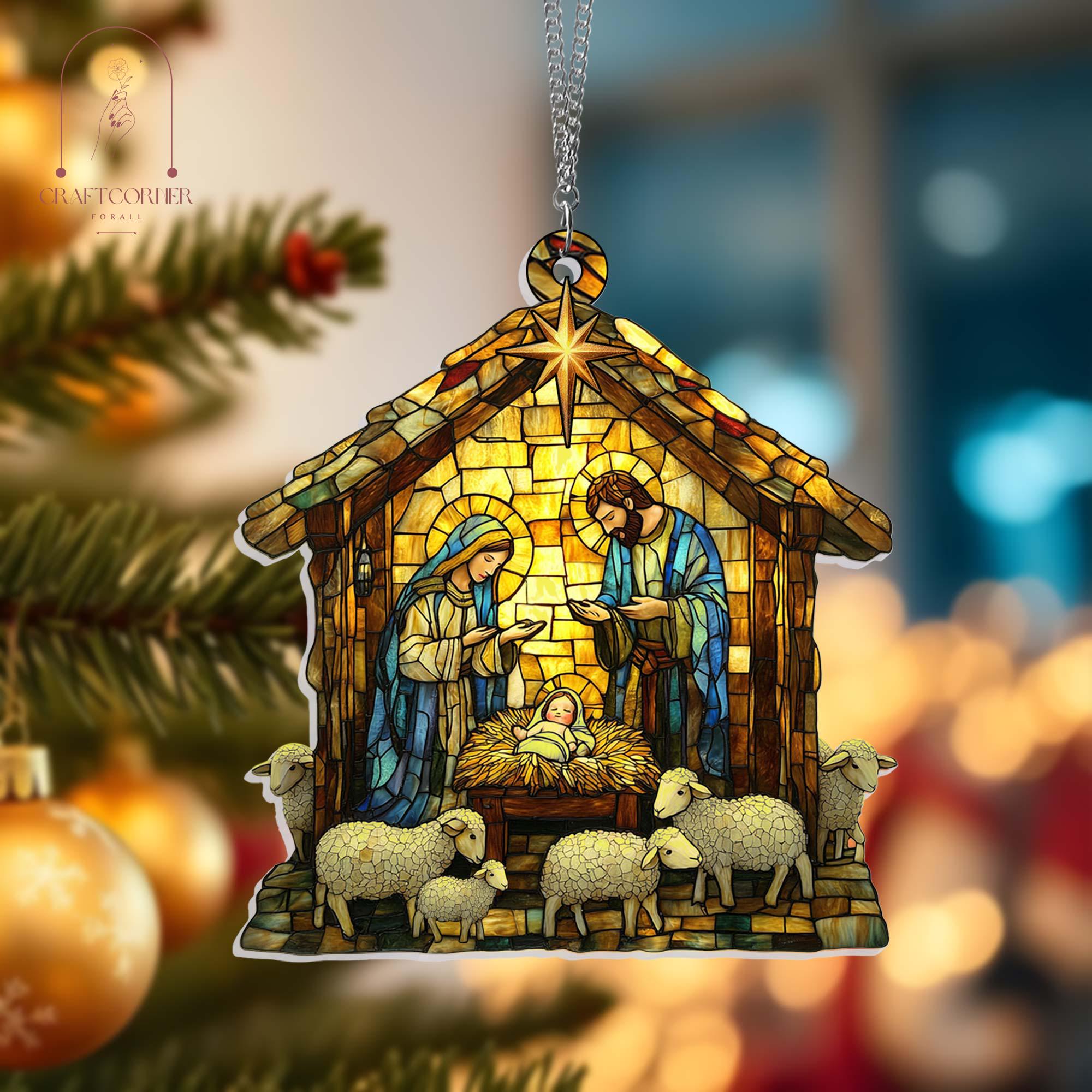 Nativity Scene Suncatcher,nativity Holy Family Acrylic Suncatcher ...