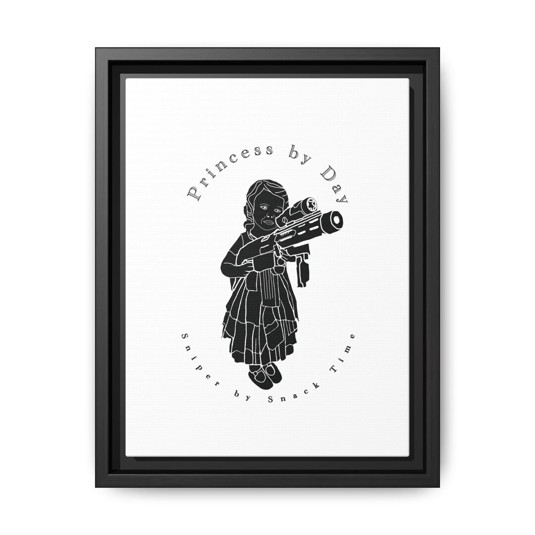Princess by Day Girl With Bazooka Art Print Matte Canvas Framed - Etsy