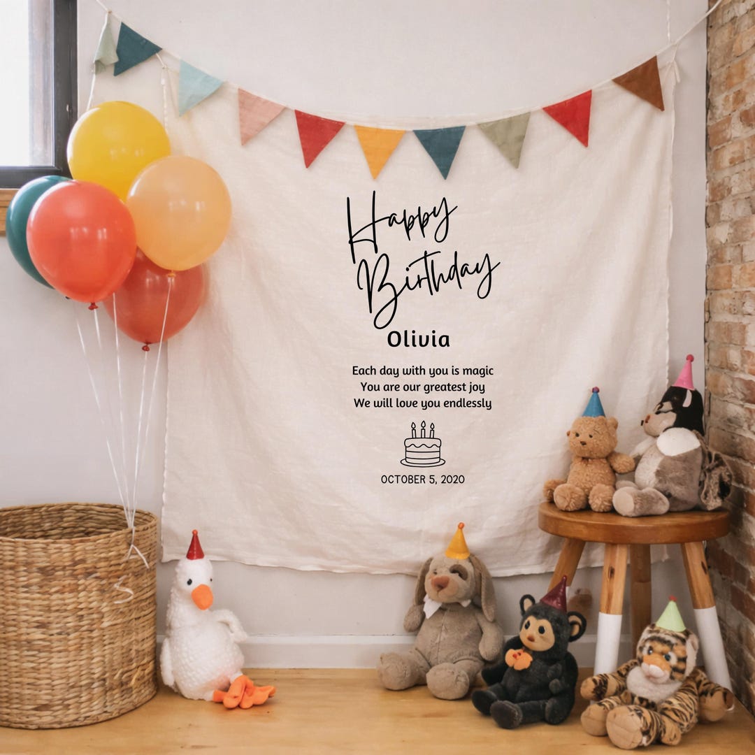Custom Birthday Banner, Personalized Birthday Name Flag, Fabric ...