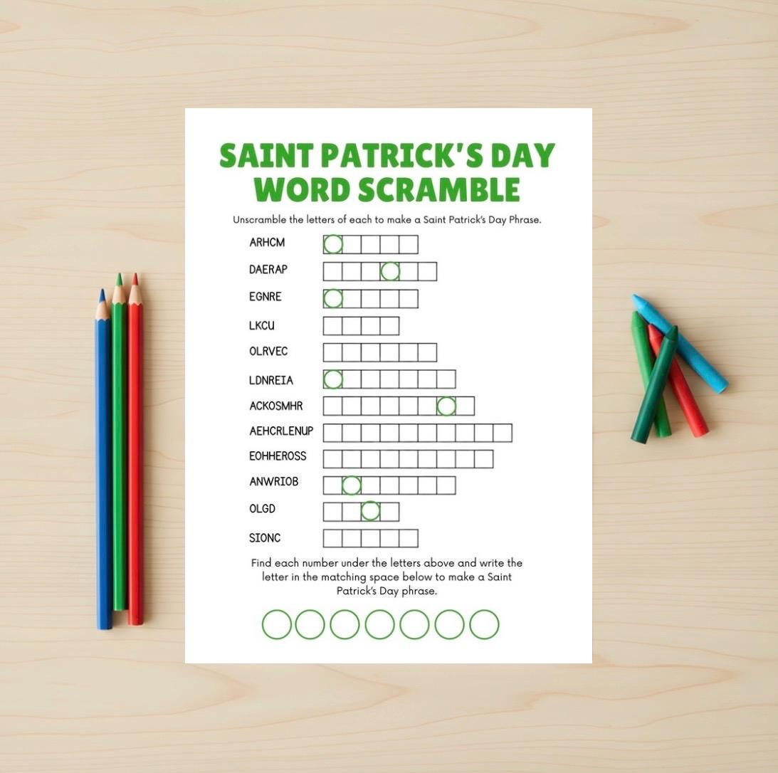 Sopa de letras imprimible del Día de San Patricio, actividad de duende ...